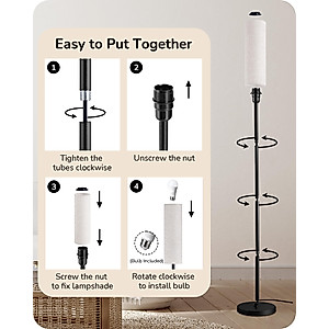 EDISHINE LED Corner Floor Lamp for Living Room, 65" Standing Tall Reading Lamp with Remote, Minimalist Dimmable Pole Lighting for Bedroom, Office, Kids Room, Bulb Included, 2700K-6000K (Black)