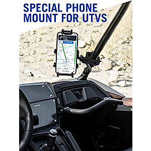 UTV Phone Mount, 360°Rotation ATV Phone Holder Easily Install on 1.75-2" Roll Bar, One Hand Operation Phone Carrier, 8 Claws and Aluminum Alloy Sturdy to Hold 4.7"-7.1" Devices for UTV, SXS