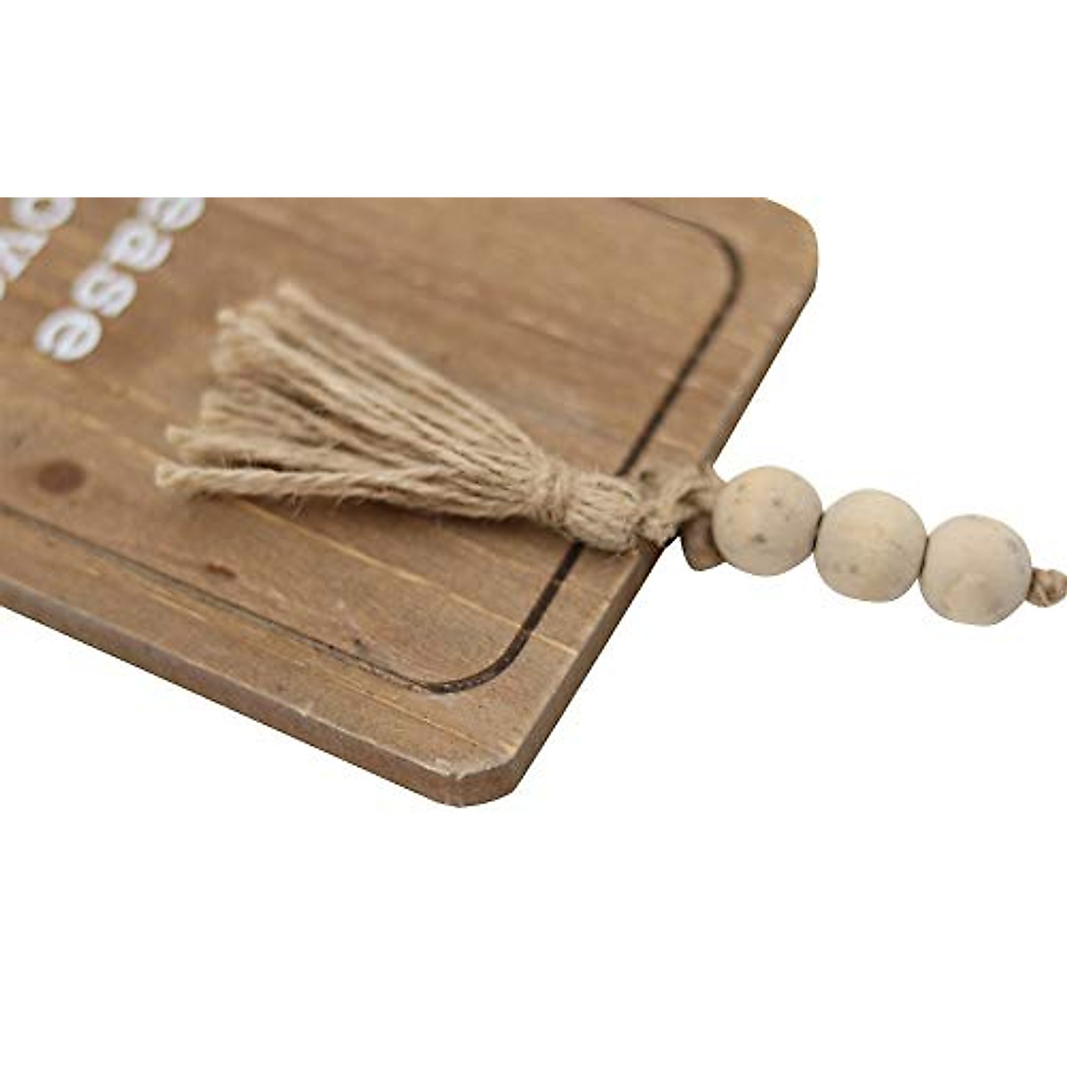 Parisloft Please Remove Your Shoes Wood Wall Plaque with Wooden Bead String Hanger,Cute and Rustic Country Style Home Accessory Gift Sign for Hallway, Entrance or Foyer