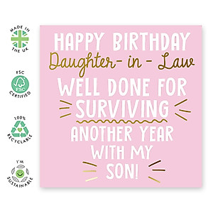 CENTRAL 23 - Funny Birthday Card for Her - 'Happy Birthday Daughter-In-Law' - Happy Birthday Card - Daughter-in-law Birthday Card - Cheeky Greeting Card for Her - Comes with Fun Stickers