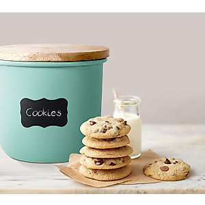 Alpha Living Home Food Storage Jar Canister with Airtight Wooden Lid, Modern Design Kitchen Storage Container, Silicone Sealing Ring for Nuts,Cereal,Candy,Cookie,Flour,Pasta,Spices - Mint Green