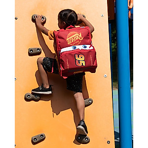 Disney Pixar Cars 14” Lightning McQueen Shaped Backpack for Boys & Girls, Kids School Bag, Red