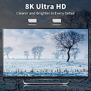 Poyiccot Right Angle Displayport 1.4 Cable, 90 Degree Displayport Extension Cable (8K/60Hz, 4k/144Hz), Short Displayport Male to Female DP 1.4 Cable Cord, Display Port 32.4Gbps for PC, Laptop, 15cm