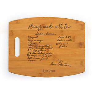 Mom and Grandma's Personalized Handwritten Recipe Engraved Bamboo Cutting Board Custom Memories Keepsake Mothers Day Christmas Side For Decor Reverse Usage 15''x12'', Tan