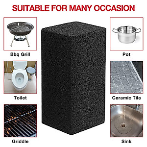 10 Pieces Commercial Grade Grill Cleaning Brick Bulk Heavy Duty Pumice Stone Brick Cleaning Grill Stone Reusable for Home Restaurant Griddles, Flat Top and BBQ Grates Outdoor Cleans(Black)