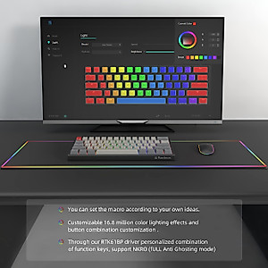 Ractous RTK61BP 60% Wireless Mechanical Gaming Keyboard,RGB Blacklit PBT Sublimation Keycaps 61keys Bluetooth5.1/Wried Gaming Keyboard for PC/Mac Gamers,Hot-Swap Gateron Optical Bule Switch-Black