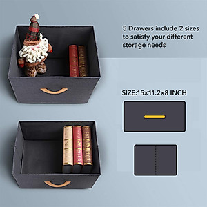 ROMOON Fabric Dresser for Bedroom, Chest of Drawers with Removable Fabric Bins, Organizer and Storage Drawers for Closet, Living Room, Entrance, Nursery (Dark Grey)