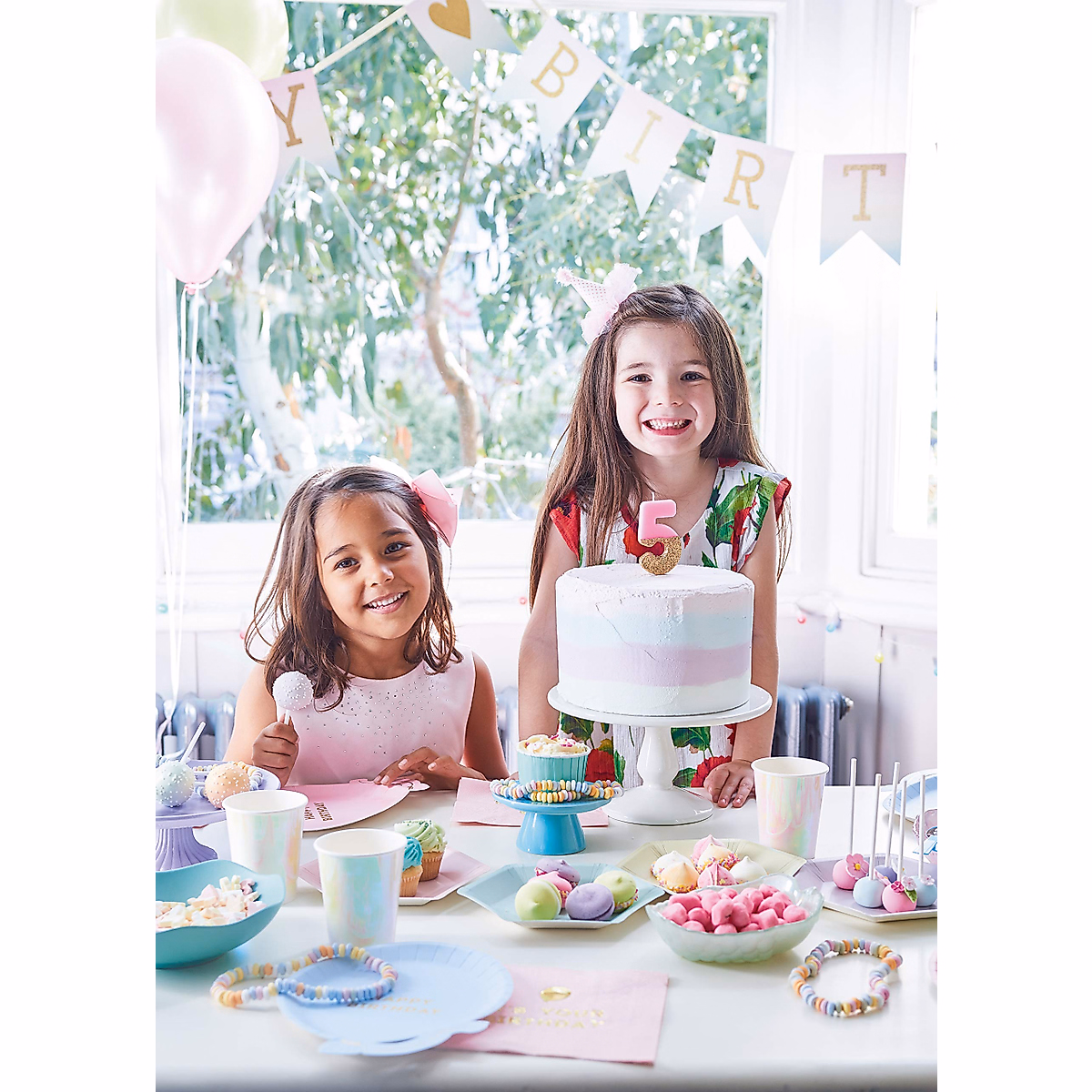 Talking Tables Pink Number 7 Candle with Gold Glitter Premium Quality Cake Topper Decoration For Kids, Adults, 7th, 70th Birthday Party, Anniversary, Milestone Age, Height 8cm, 3"