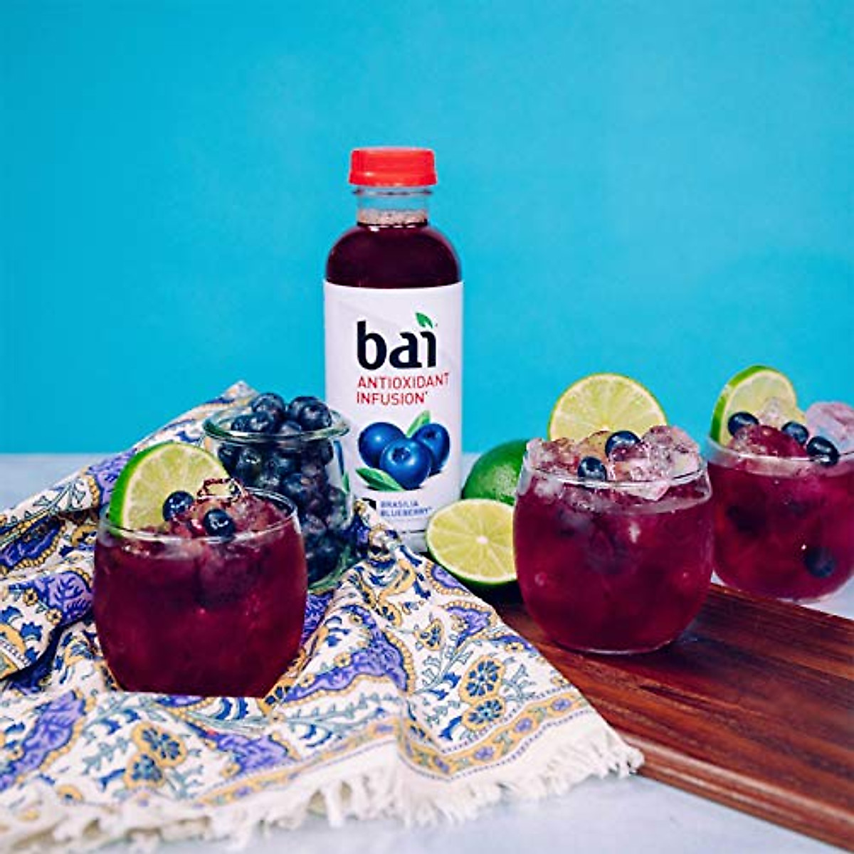 Bai Flavored Water, Brasilia Blueberry, Antioxidant Infused Drinks, 18 Fluid Ounce Bottles, 12 Count