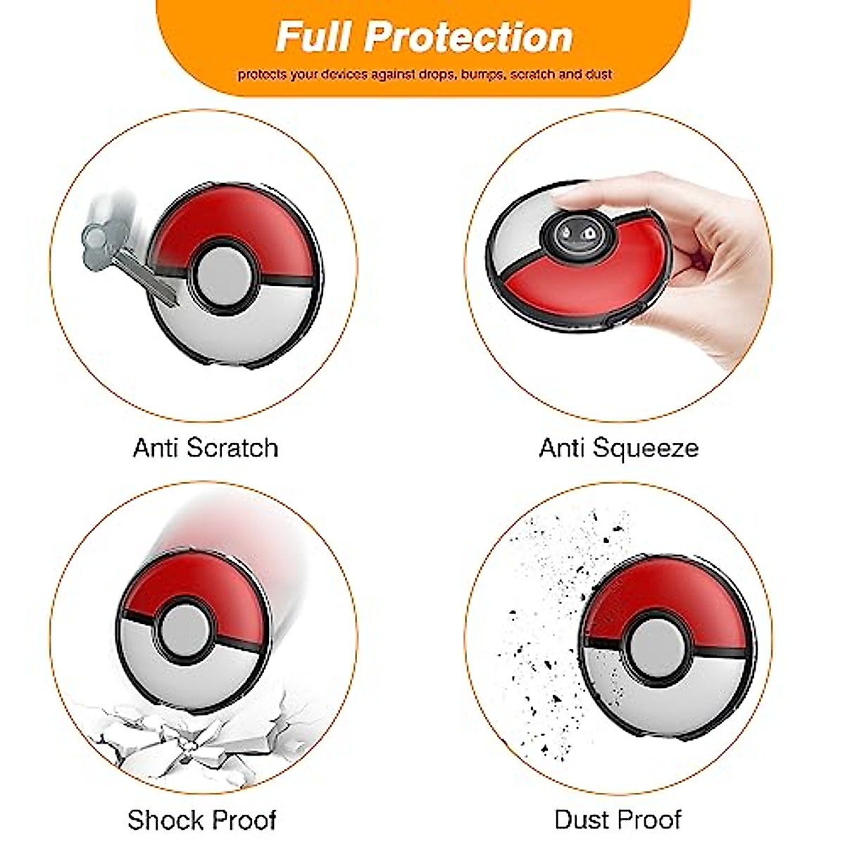 ZAONOOL Protective Case for Pokémon Go Plus + 2023, Cover Case for Pokemon Go Plus Plus with 4 Silicone Button Caps & Wrist Strap, Clear Hard Case for Pokemon Nintendo Switch Game Accessories