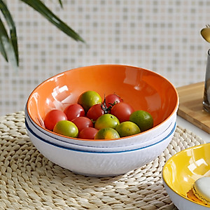 Melamine Pasta Bowls, Bowl Sets, Shallow Salad Bowls (7.5 inch, 6 Pcs, 25oz) Cereal Bowls Dishwasher Safe Lightweight Unbreakable BPA Free Multicolor