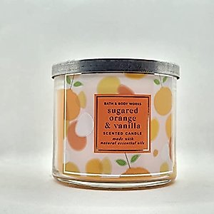 Bath & Body Works, White Barn 3-Wick Candle w/Essential Oils - 14.5 oz - 2022 Spring Scents! (Sugared Orange & Vanilla)