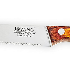 JXWING Professional 8-Piece German High Carbon Stainless Steel Steak Knife Set, Premium Full Tang Steak Knives with Pakkawood Handle