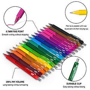 Gel Pens Set, 16 Colored Retractable Gel Ink Medium Point Colorful Pens with Comfort Grip, Smooth Writing for Journal Notebook Planner in School Office Home by Smart Color Art