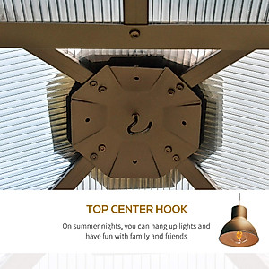 Outsunny 10' x 10' Hardtop Gazebo Canopy with Polycarbonate Roof, Aluminum Frame, Permanent Pavilion Outdoor Gazebo with Netting, for Patio, Garden, Backyard, Deck, Lawn, Gray