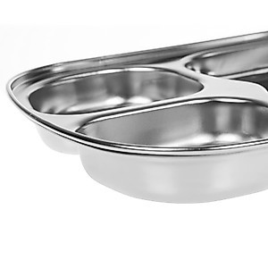 Stainless Steel Divided Plates Tray, 3 Section, Small Size Compact Serving Platter Snack Treat (3, 3 Section)