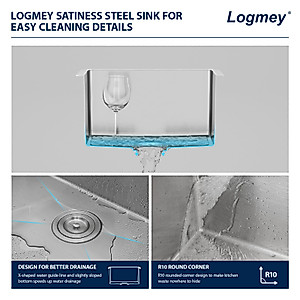 Bar Sink Undermount - Logmey Stainless Steel Bar Prep Sink 16 Gauge Small Kitchen Sink 9 Inch Deep RV Sink Single Bowl Kitchen Sink 13x15x9 Inches