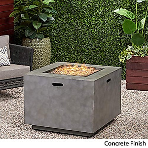 Florence Outdoor 33-Inch Square Fire Pit, Concrete