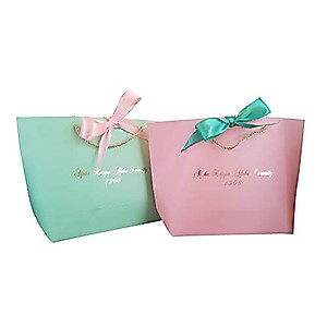 AKA Sorority Paraphernalia Large Gift Bags with Handles- 14x11x4 inch Kraft Paper with Bow Ribbon (2-Pack)