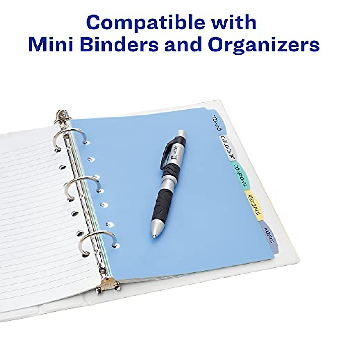 Avery Write & Erase Durable Plastic Mini Dividers for 3 Ring Binders and 7-Ring Binders, 5.5" x 8.5", 5-Tab Sets, Multicolor, 4 Binder Divider Sets (21982)