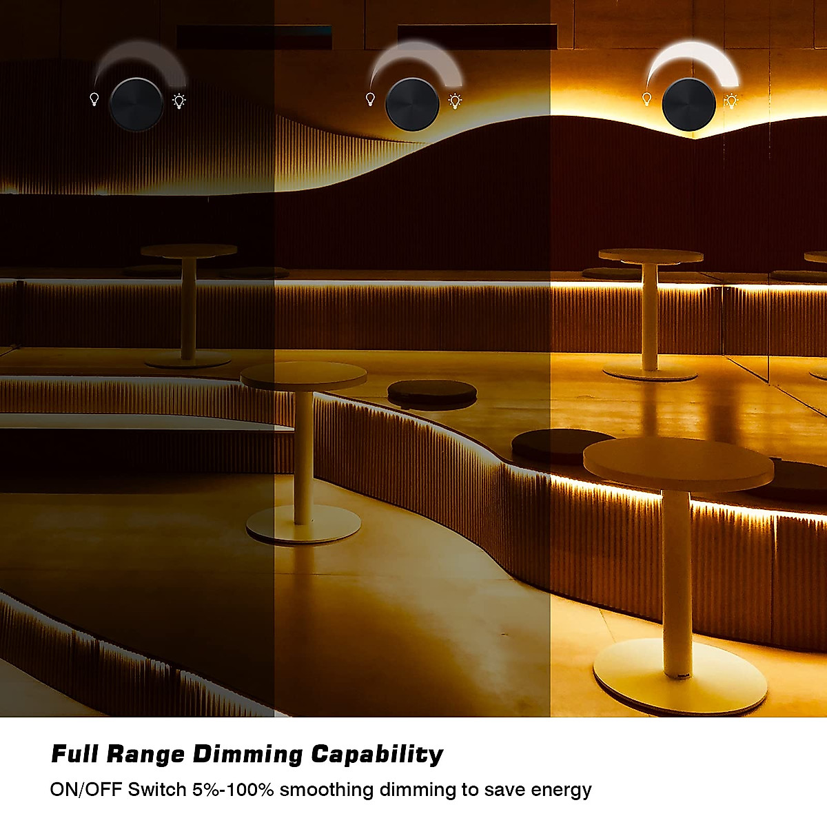 SURLED Dimmer Switch 12 Volt DC for LED RV Lights Interior, Dimmer Knob Waterproof IP65, Suitable for Camper, Recreational Vehicle, Boat, Auto, Truck, Marine and Strip Lighting