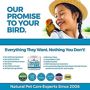 Vital Planet - Flora Bird Probiotic Powder Supplement with 10 Billion Cultures and 7 Diverse Strains, High Potency Probiotics for All Birds for Avian Digestive and Immune Support 80 Scoops 1.06 oz