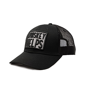 MASHBILL Trucker Hat - Whiskey Helps Embroidered Patch, Snap Closure, Adjustable Mesh Back, One Size Fits Most, for Bourbon & Whiskey Lovers, Men's Mesh Cap