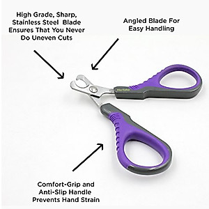 Hertzko Professional Pet Nail Scissors Sharp Stainless Steel Angled Blade for Easy Cutting - Suitable for Small Breed Animals - Dogs, Cats, Rabbits and Birds