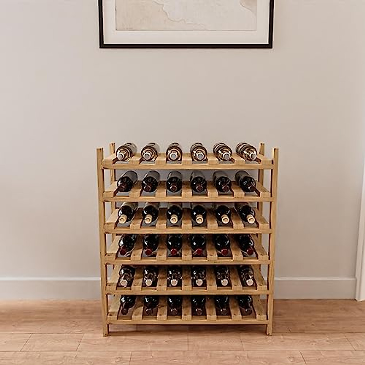 Wine Racks America Living Series Stackable Wine Rack - Durable and Modular Wine Storage System, Pine Unstained - Holds 36 Bottles