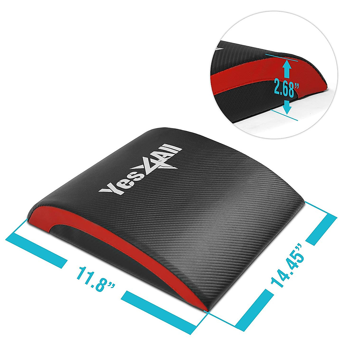 Yes4All Ab Mat For Sit Up 15" Situps Pad I Thick Workout Mat Comfortable for Abdominal Exercises, Crunches, Push-Ups, Core Training, Lower Back Support and Stretches Ab Muscles - Red