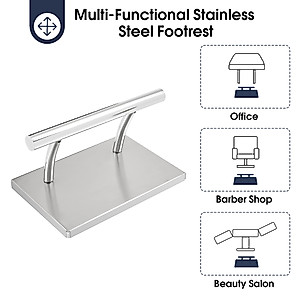 BarberPub Stainless Steel Footrest Barber Chair Foot Rest Parts for Hairdressing Salon Beauty Spa Equipment FOT01 (Silver)