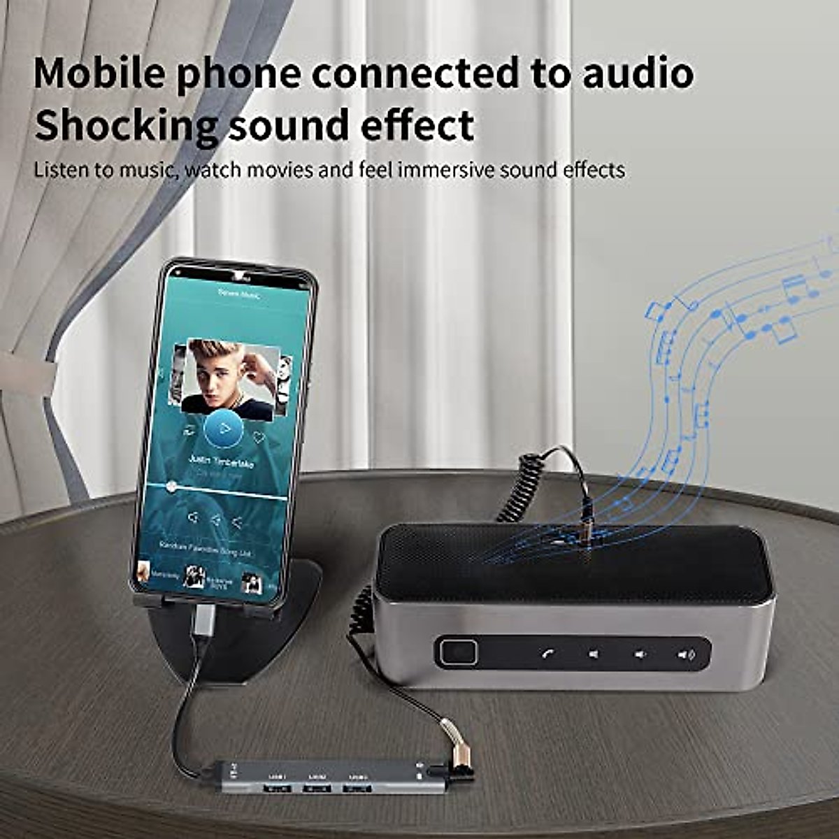 QIANRENON USB C Docking Station, USB 3.0 Hub with 3.5mm Audio Headphone + Microphone Jack Hub Digital & Audio Hub USB C 3.0 Multiport OTG Allocator for Computer Smart Phone