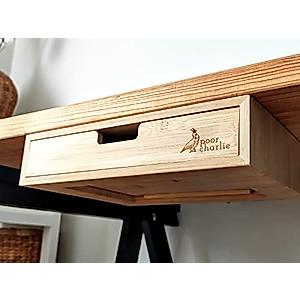 Poor Charlie Under Desk Drawer - Self Adhesive Bamboo Drawer - Sleek and Modern Design - Easy Installation - Compatible with Most Desks