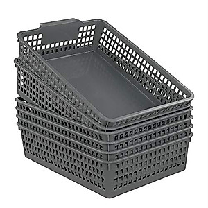 Cand Grey Plastic Basket Tray, A4 Paper Bakets, 6 Packs
