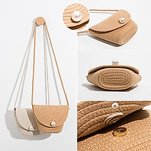 NIBD Straw Crossbody Bags for Women Mini Beach Bag, Woven Bucket Bag,Bohemian Summer Beach Basket Vacation Shoulder Bag (Brown)