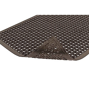 NoTrax 3' x 5' Lightweight Restaurant Rubber Floor Mat with Drainage Holes, Anti-Fatigue Mats, Black, T30 Competitor, T30S0035BL
