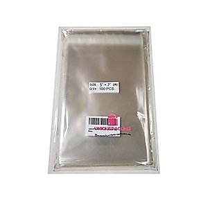 100 Pcs 5x7 Inches Crystal Clear Resealable Cello Cellophane Bags