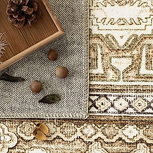 DECOMALL ALYTA Washable Area Rugs, Vintage Non-Slip Carpet for Living Room Bedroom Sitting Room Family Room, Beige 7’6”x9’6”