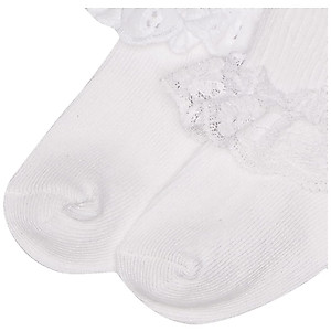 Jefferies Socks 2 Pack Eyelet Lace Trim And Lace Trim Sock - White/White, 3-12 Months