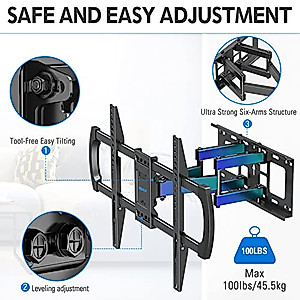 MOUNTUP TV Wall Mount, TV Mount Swivel and Tilt Full Motion for Most 42-82 Inch Flat Curved TVs, Wall Mount TV Bracket with Articulating Arm, Holds up to 100lbs Max VESA 600x400mm, Fits 12" 16" Studs