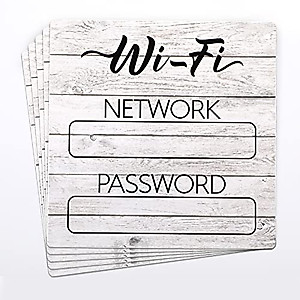 Oudain 5 Pieces Wi-Fi Password Sign Rustic Fridge Magnet Magnetic Wi-Fi Sign Compatible with Airbnb VRBO