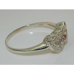 LetsBuyGold 925 Sterling Silver Natural Ruby Womens Sweetheart Ring - Sizes 4 to 12 Available