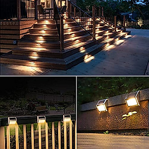 JSOT Solar Deck Lights, 12 Pack Solar Fence Lights, Solar Lights Outdoor Waterproof Solar Powered Outside Lights for Garden Backyard Patio Yard Wall Stair Step Railing Post Lamp Lighting, Warm Light