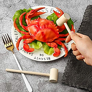 18 Pieces Mini Wooden Crab Lobster Mallets Seafood Shellfish Crab Hammer Solid Hardwood Hammer for Breakable Chocolate Heart, Cracking Seafood Tool and Craft Toys for Kids
