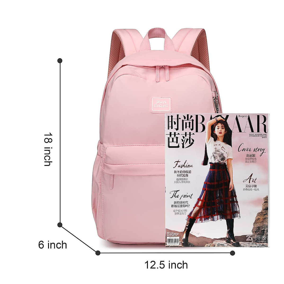 Reqinqin Backpack for Girls Backpack Pink Waterproof Large Space School Backpack Suitable for Age for Over 6 Years old Kids Elementary Bookbag Lightweight Travel Toddler Backpack（Pink ）