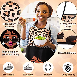 3 Pieces African Women Aprons Waterproof Black Girl Apron Adjustable African American Aprons Black Women Aprons Art Aprons Bib Mothers Day Gifts for Baking Gardening Cooking, 35.43 x 23.62 Inch