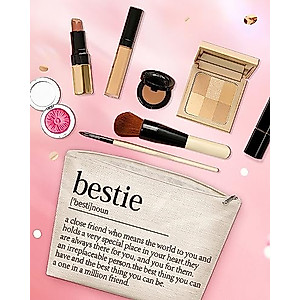 LISEVO Bestie Gifts for Women, Besties Makeup Bag Gift, Cute BestFriend Make Up Bag Presents, Handmade Friendship Cosmetic Bags for Graduation Birthday Valentine Women's Day Easter Christmas