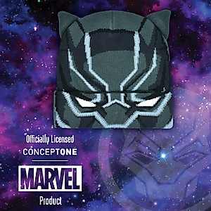 Marvel Black Panther Roll Down Cuff Beanie Hat, Black, One Size