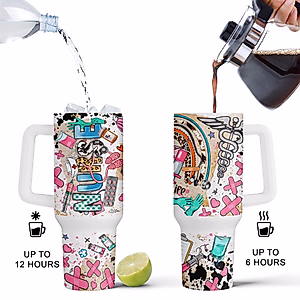 Fancyfams Nurse Tumbler, 40 oz Stainless Steel Travel Mug – Nurse Gifts for Women - Nurse Gifts, Gifts for Nurses, RN Gifts for Nurses, Nurse Cup, Nurse Life Cup (Nurse Life Set)