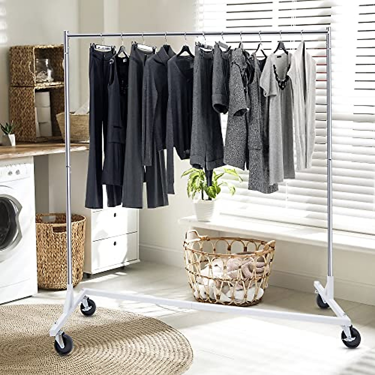 ZenStyle Clothes Rack Z Base Clothing Garment Rack on Wheels Commercial Heavy Duty Rolling Clothing Coat Rack Holder, Holds up to 220 lbs